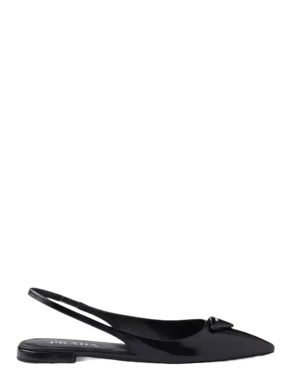 Prada Brushed Leather Ballerina Slingbacks - Black