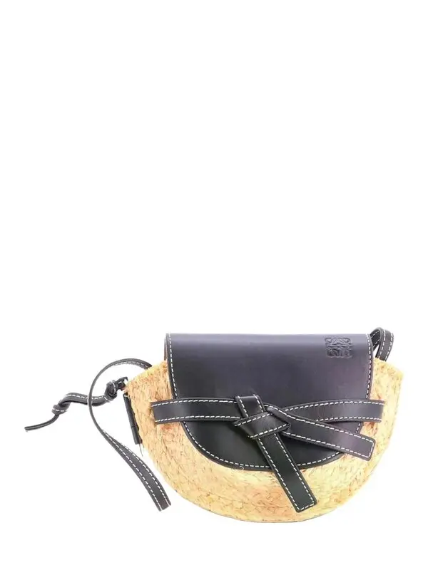 Loewe Gate Raffia Mini Crossbody Bag - Black