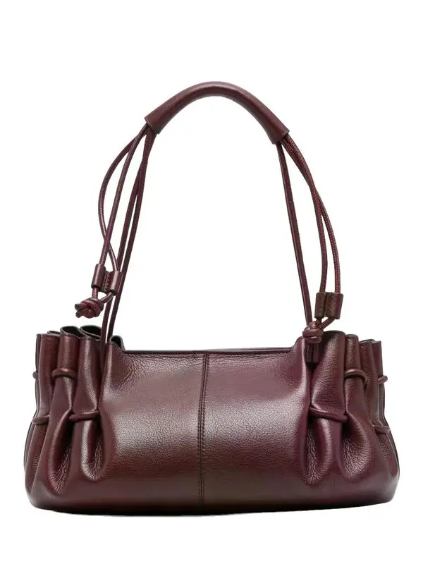 Hereu Ruched Leather Tote Bag - Red