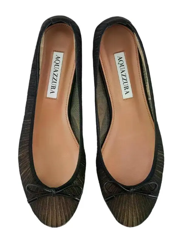 AQUAZZURA Voile Bow-detail Ballet Flats - Black