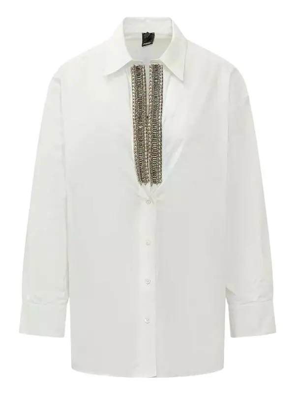 Pinko Capirai Crystal-embellished Poplin Shirt - White