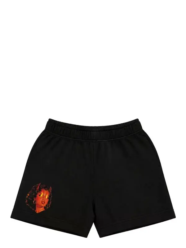 MELT Graphic-print Cotton Shorts - Black