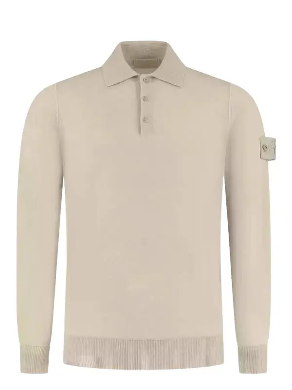 Stone Island Logo-patch Long-sleeve Polo Shirt - Neutrals