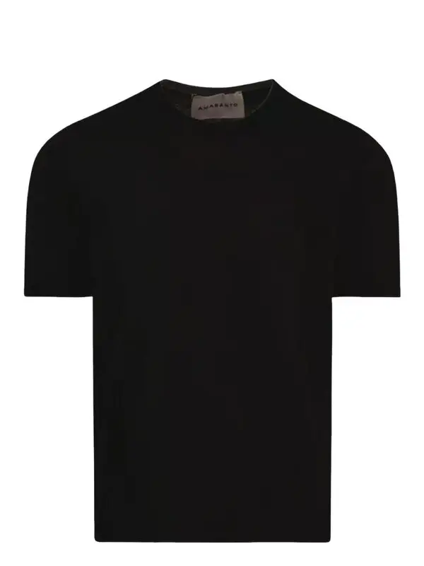AMARANTO Linen Short-sleeve Sweater - Black