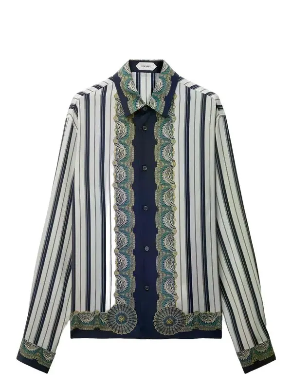 Versace Printed Silk Crêpe De Chine Regular Shirt - Neutrals