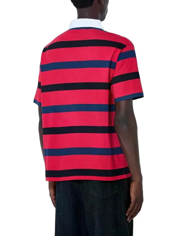 Prada Striped Short-sleeved Polo Shirt - Red