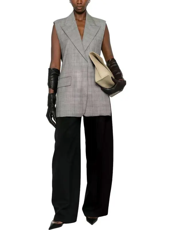 Sportmax Abete Check-pattern Sleeveless Gilet - Grey