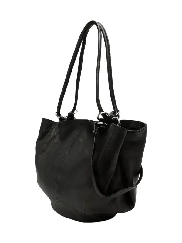 Patrizia Pepe Logo-plaque Leather Shoulder Bag - Black