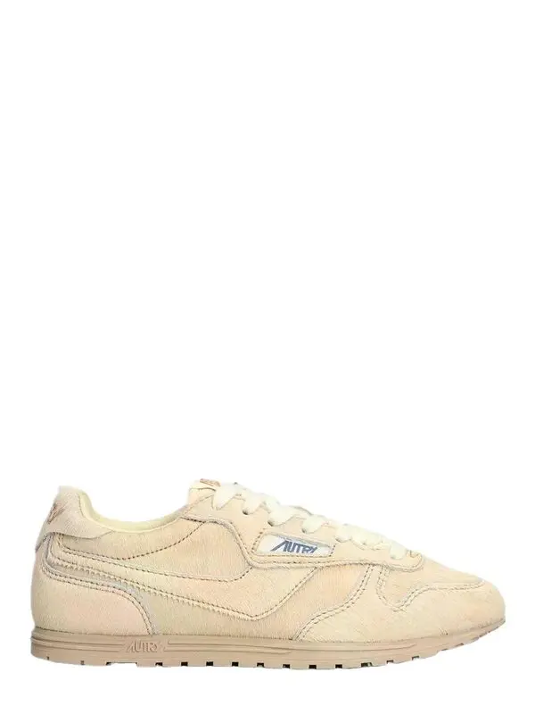 AUTRY Windspin Pony-hair Logo-patch Sneakers - Neutrals