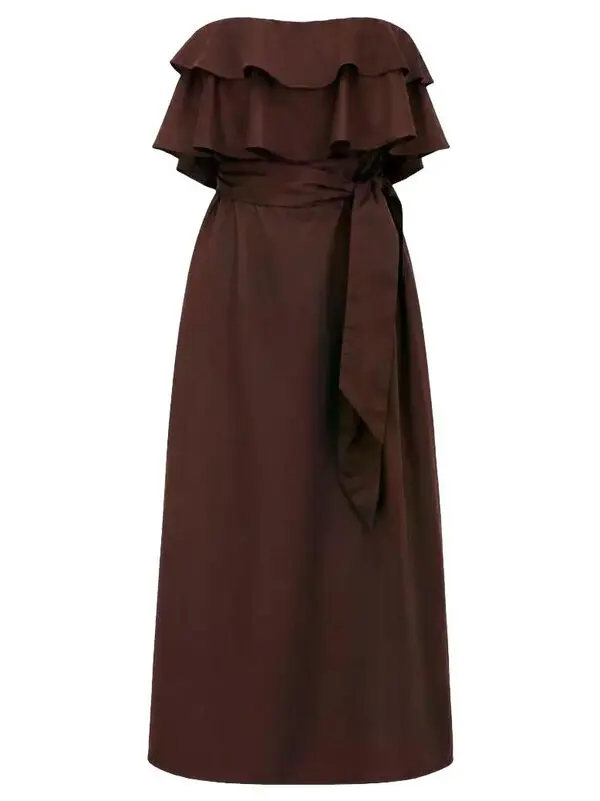 HANITA Ruffled-detail Belted Dress - Brown
