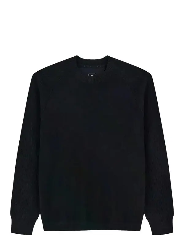 Boggi Milano Crew Neck Jumper In Merino Wool Blend Wooltech - Black