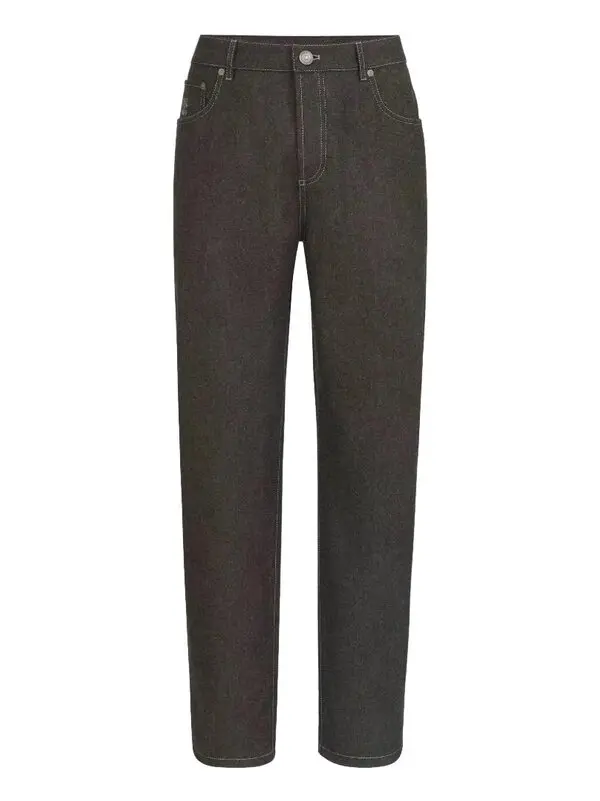 Brunello Cucinelli Virgin Wool Flannel Five-pocket Trousers - Grey