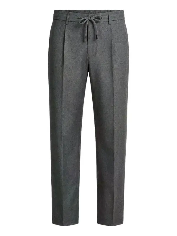 Peserico Drawstring Waist Pressed-crease Trousers - Grey