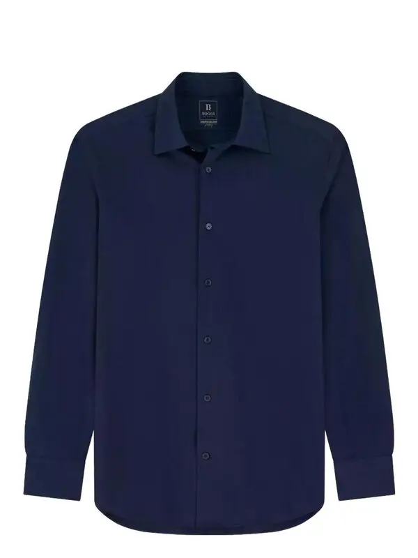 Boggi Milano Polo Shirt In Japanese Jersey Twill Regular Fit - Blue