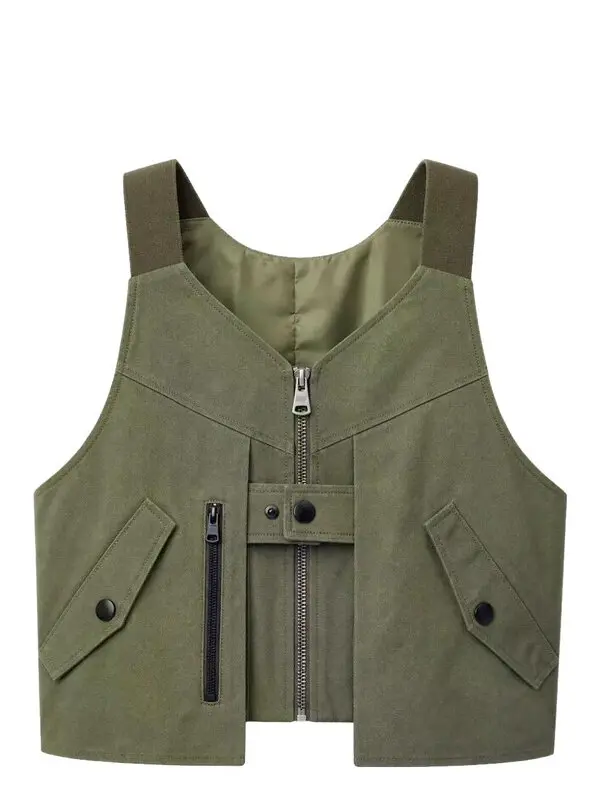 Andersson Bell Zip-up Panelled Vest - Green
