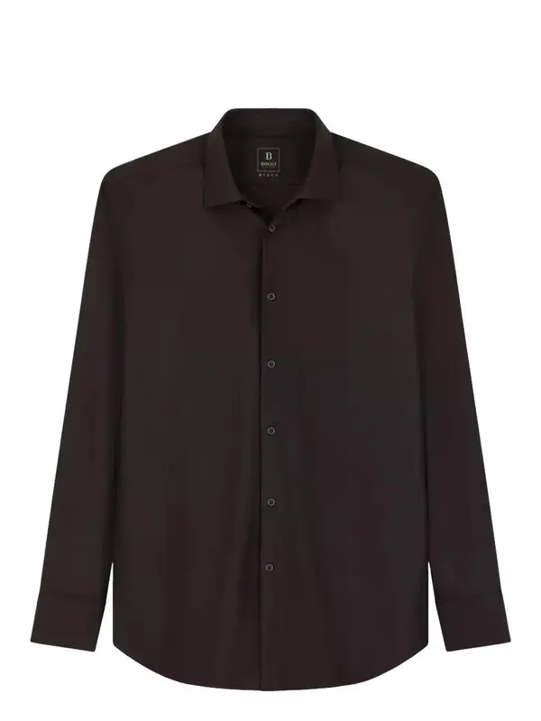Boggi Milano Shirt In Stretch Nylon B Tech Slim Fit - Brown