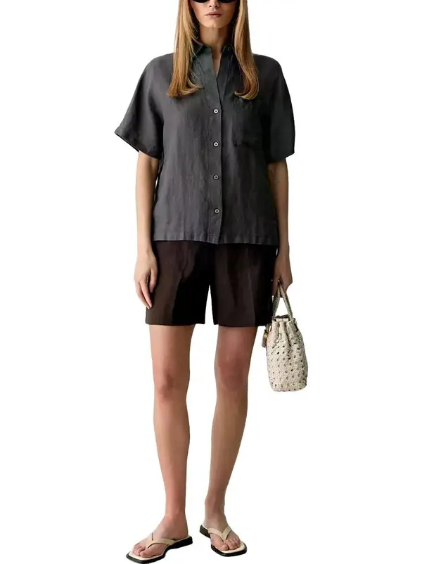 Marc O'polo Short-sleeve Button-up Shirt - Grey