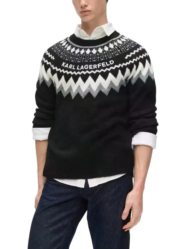 Karl Lagerfeld Fair Isle Knitted Sweater - Black