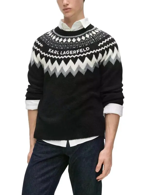 Karl Lagerfeld Fair Isle Knitted Sweater - Black