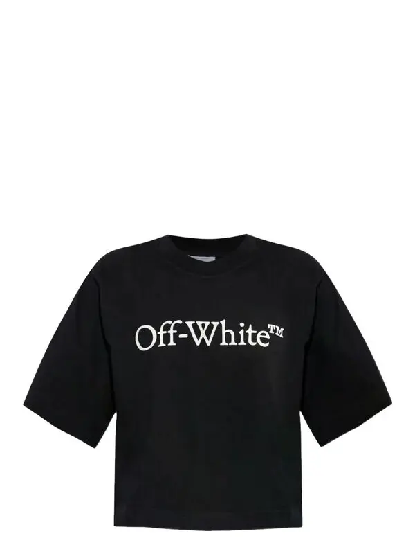 Off-White Logo-print Cropped T-shirt - Black