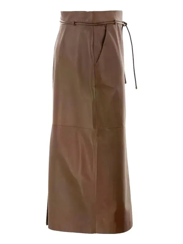 Max Mara Fantino Belted Pencil Midi Skirt - Brown
