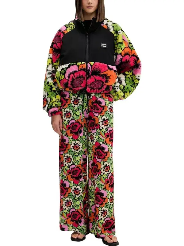 Rip Curl X Farm Rio Blooming Floral-print Wide-leg Trousers - Black