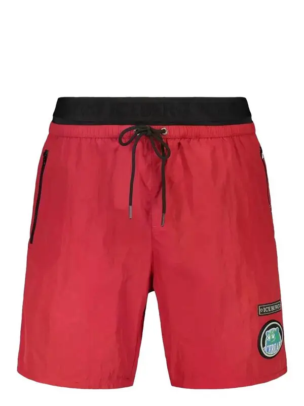 Iceberg Logo-patch Drawstring Swim Shorts - Red