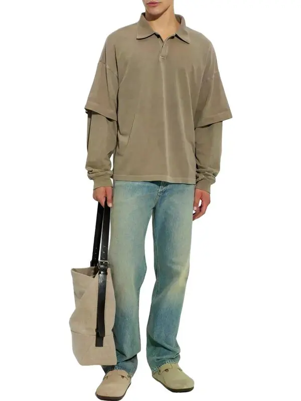 AGOLDE Layered-sleeve Polo Shirt - Neutrals