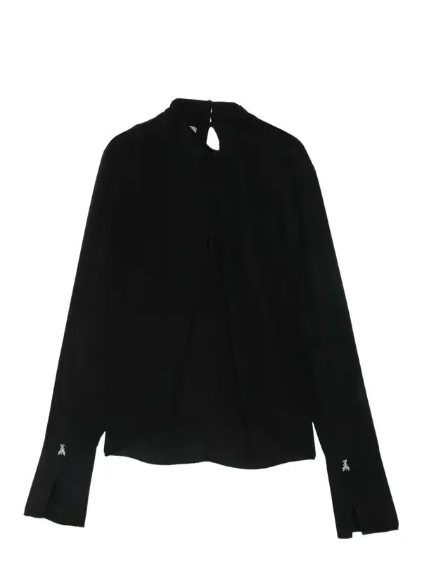 Patrizia Pepe Pleated High-neck Blouse - Black