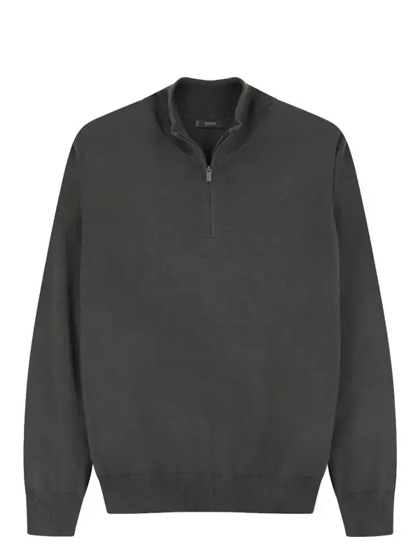 Boggi Milano Quarter-zip Jumper In Extrafine Merino Wool - Grey