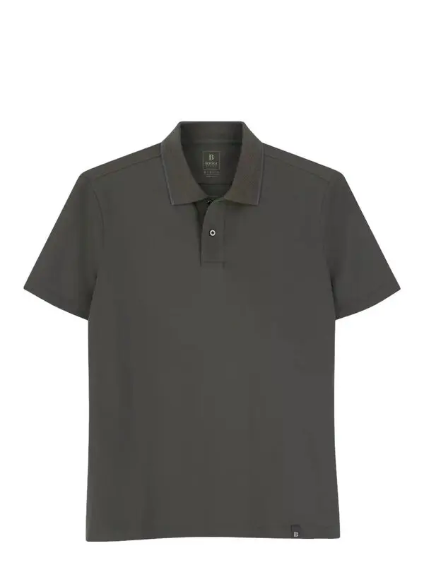 Boggi Milano Polo In Stretch Cotton-blend Piqué Cool Jade-fresh - Grey
