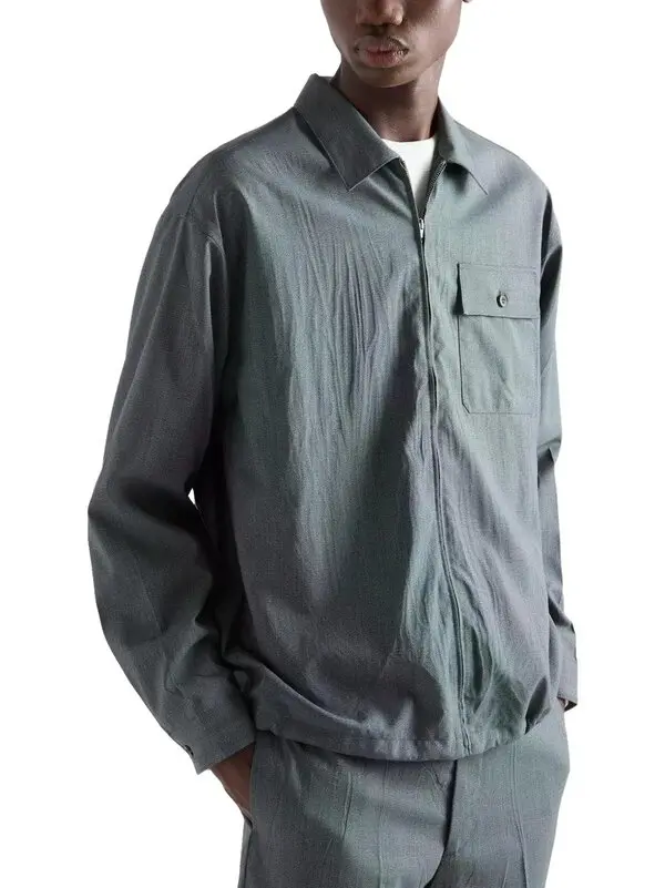 Prada Wool Zipper Shirt - Blue