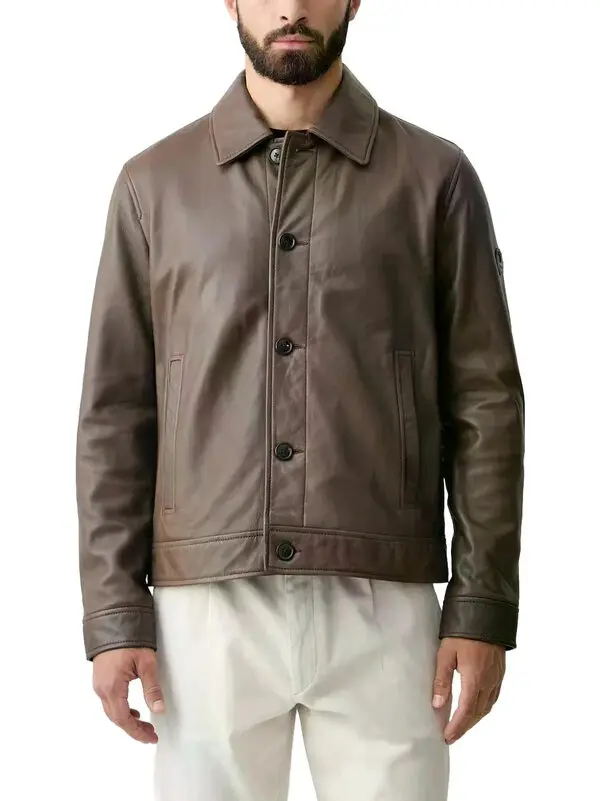JOOP! Leather Button-up Jacket - Brown