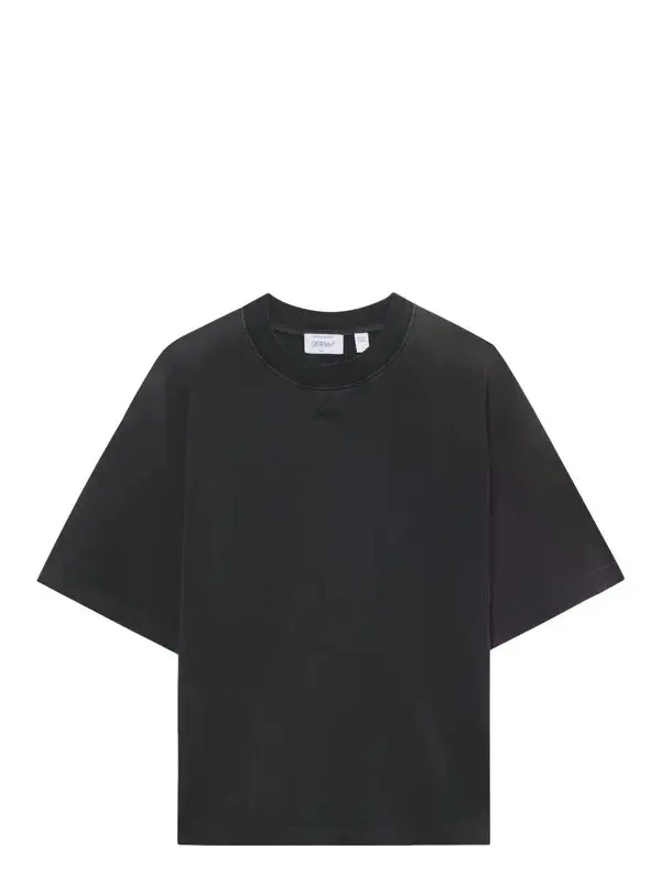 Off-White Logo Embroidered Cotton T-shirt - Black
