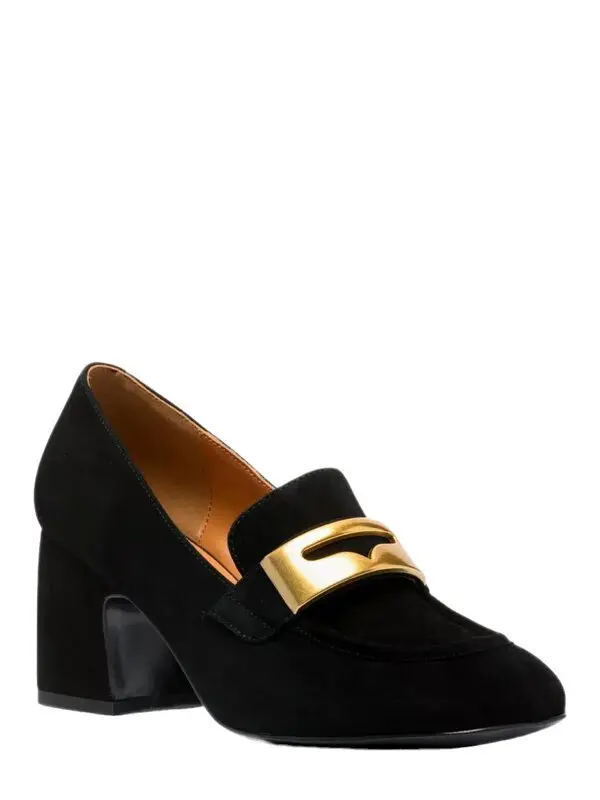 LINDA BAUMANN Logo-plaque Block-heel Loafers - Black