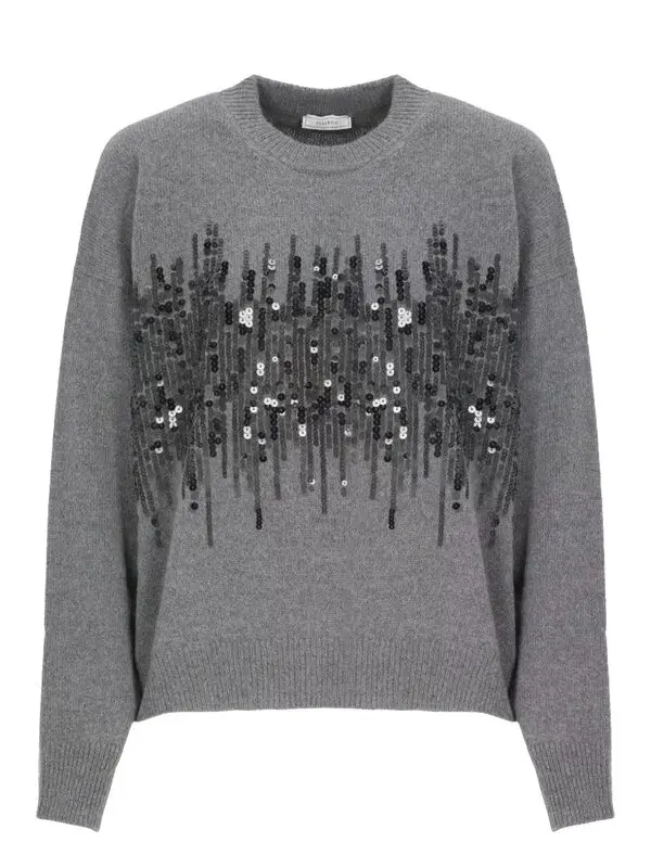Peserico Sequin-embellished Drop-shoulder Jumper - Grey