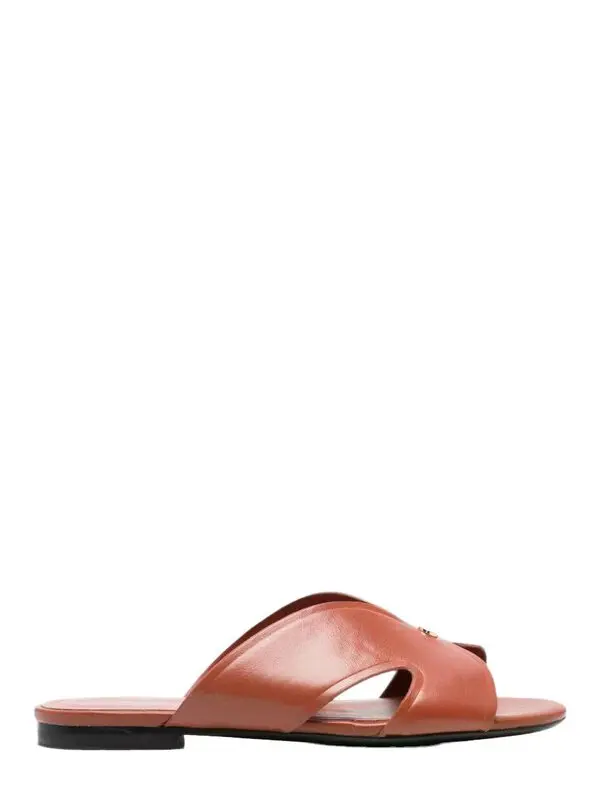 SERGIO MORETTI FIRENZE Cut-out Leather Slippers - Brown