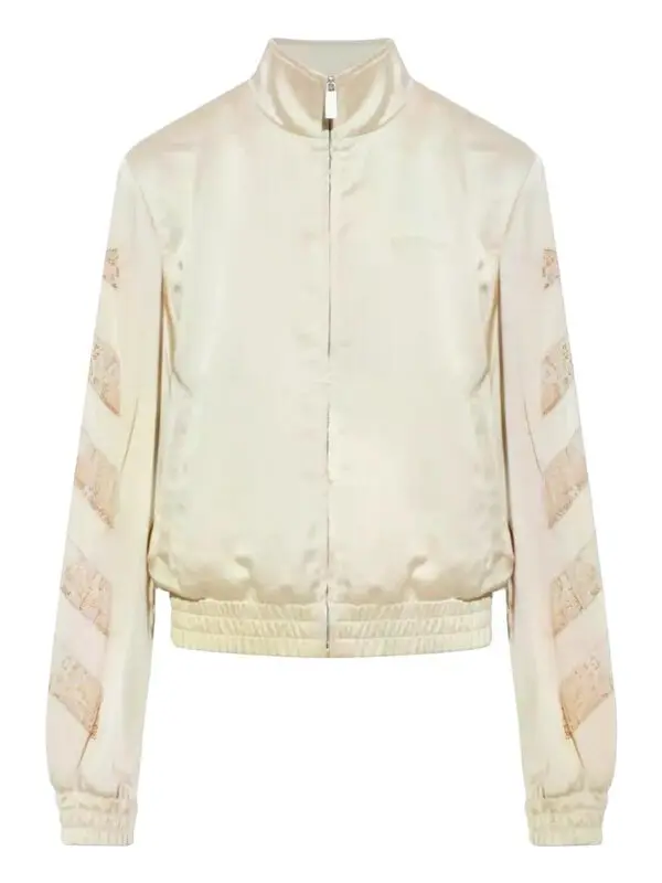 Off-White Lace-insert Satin Bomber Jacket - Neutrals
