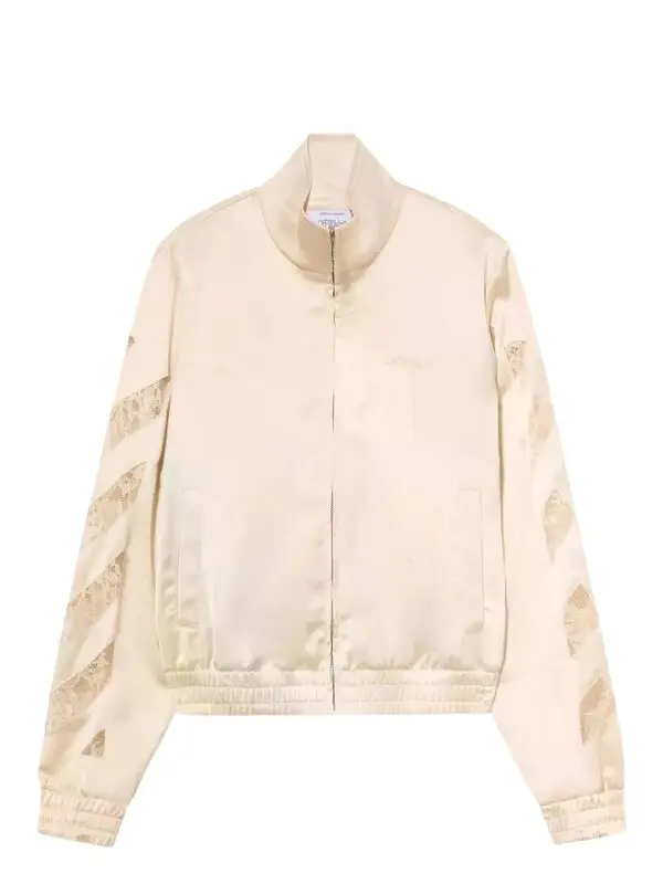 Off-White Lace-insert Satin Bomber Jacket - Neutrals