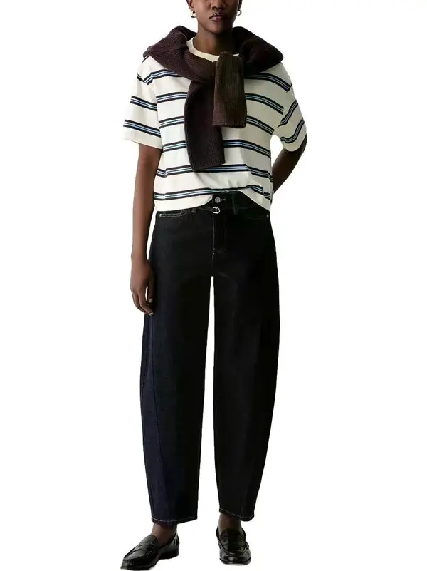 Dkny Buckle-detail Tapered-leg Jeans - Blue