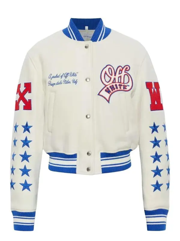 Off-White Logo-patch Bomber Jacket - Neutrals