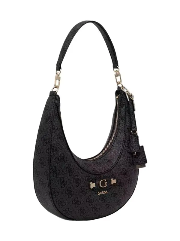 Guess Lindsey Monogram-print Curved Tote Bag - Black