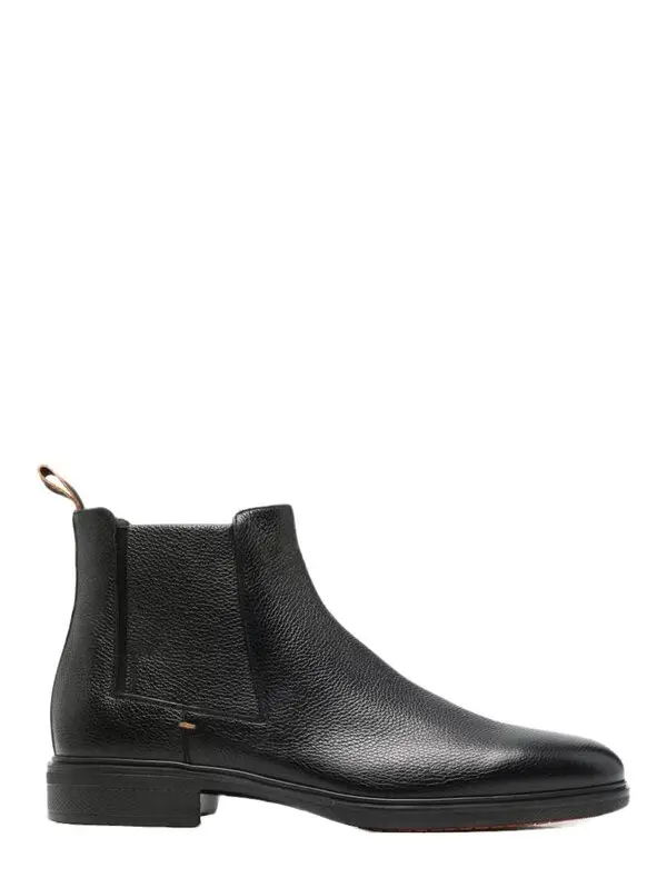 Santoni Easy Grained Leather Chelsea Boots - Black