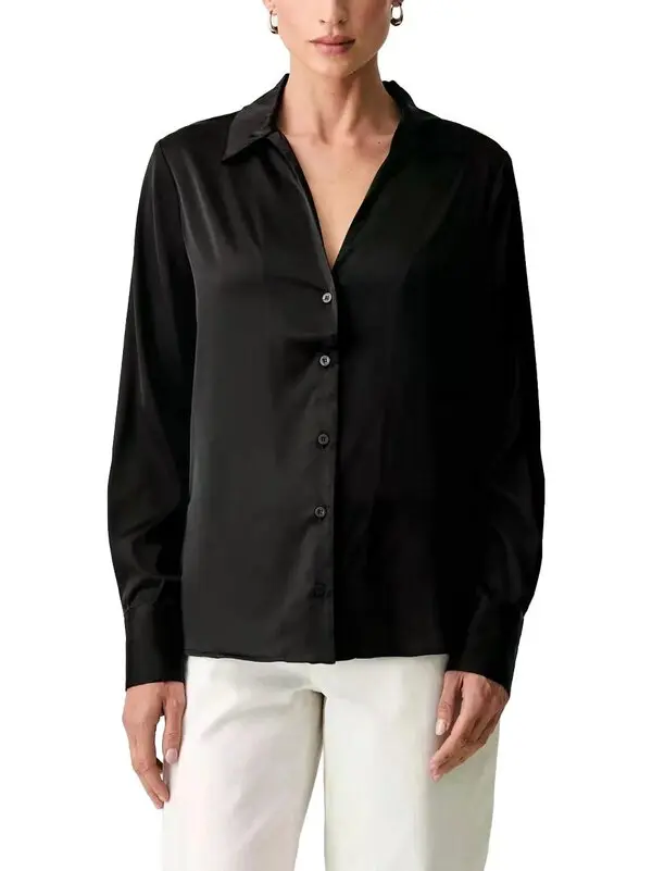 Guess Satin-finish Long-sleeve Shirt - Black