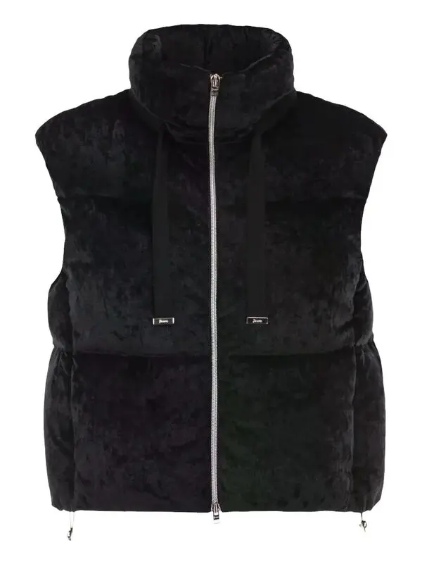 Herno Velvet-effect Padded Gilet - Black