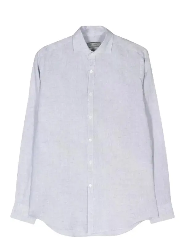 Canali Spread-collar Long-sleeve Shirt - Blue