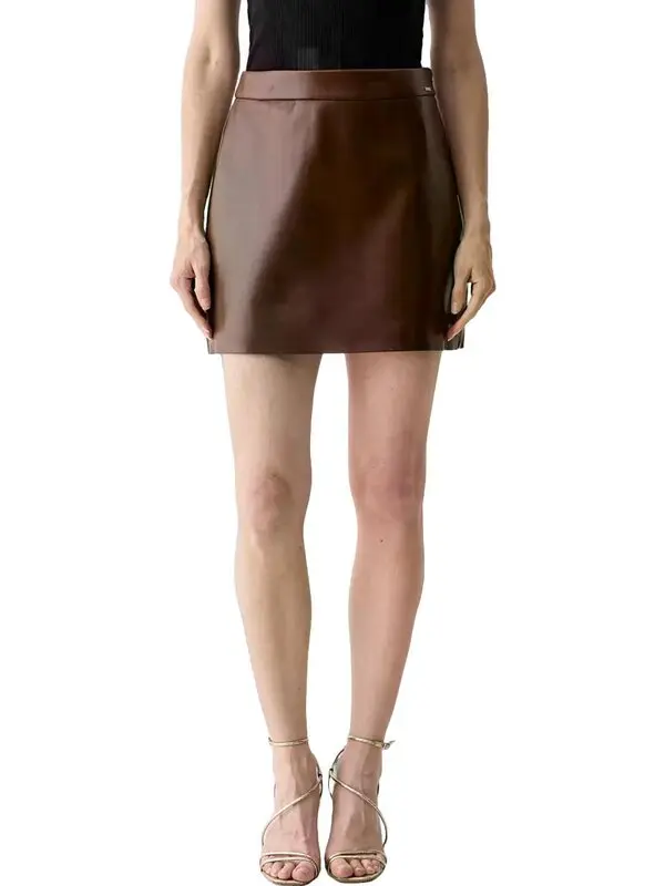 Guess Mini Logo-plaque Skirt - Brown