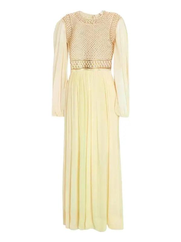 Zimmermann Crochet-paneled Georgette Maxi Sdress - Neutrals