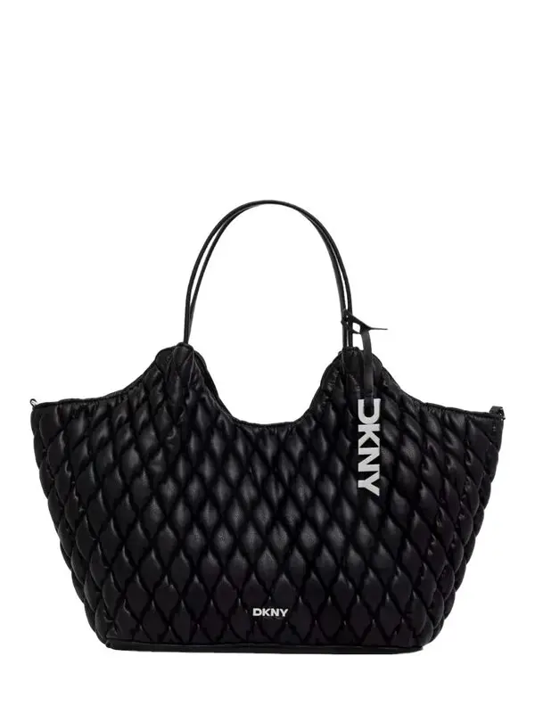 Dkny Paula Quilted Logo-tag Tote Bag - Black