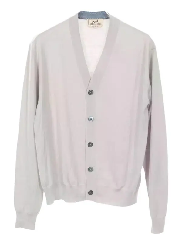 Hermès 2010s V-neck Wool Cardigan - Grey
